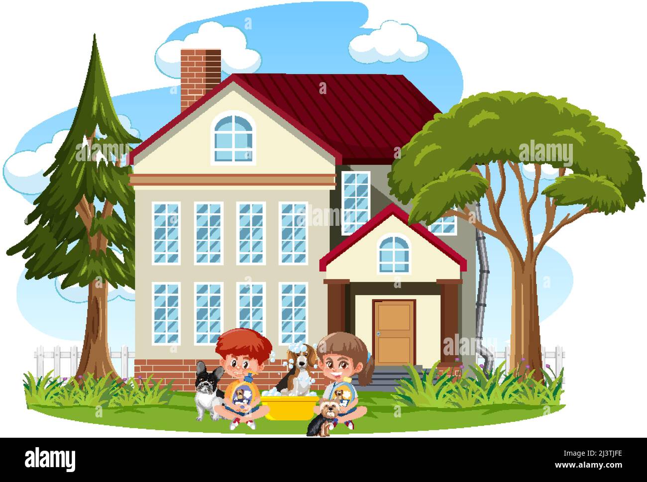Isolated scene with people cartoon character illustration Stock Vector ...
