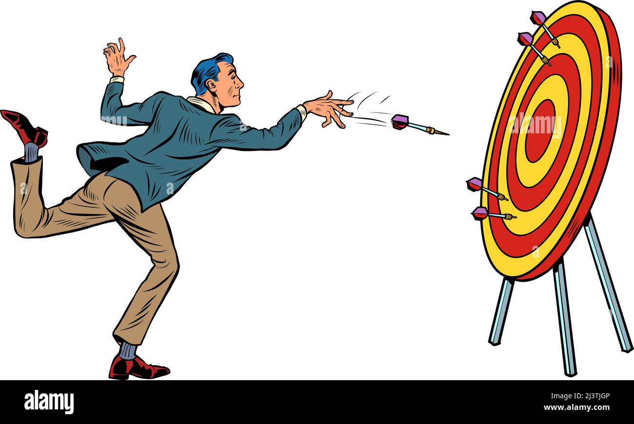 male businessman target dart target accuracy competition, sports fun ...