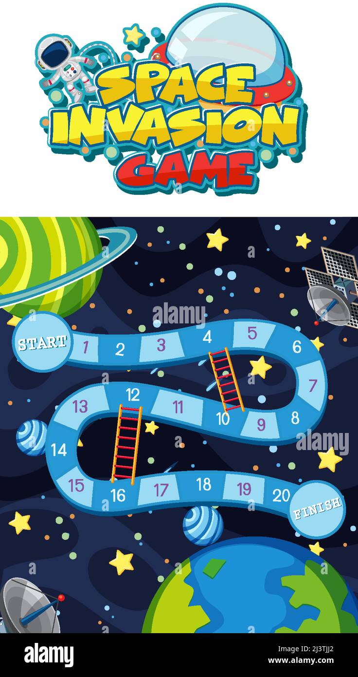 Game template with space theme background illustration Stock Vector ...