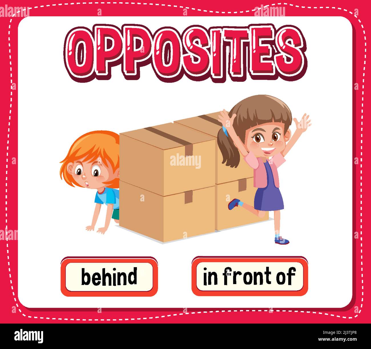 Opposite words for behind and in front of illustration Stock Vector ...
