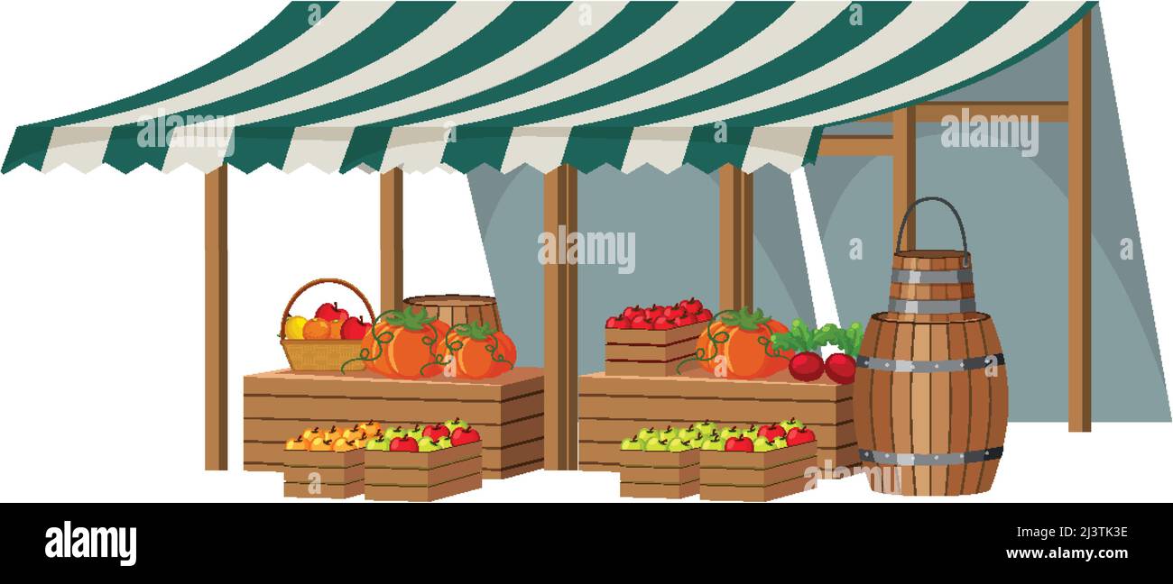Flea market concept with fruit store illustration Stock Vector Image ...