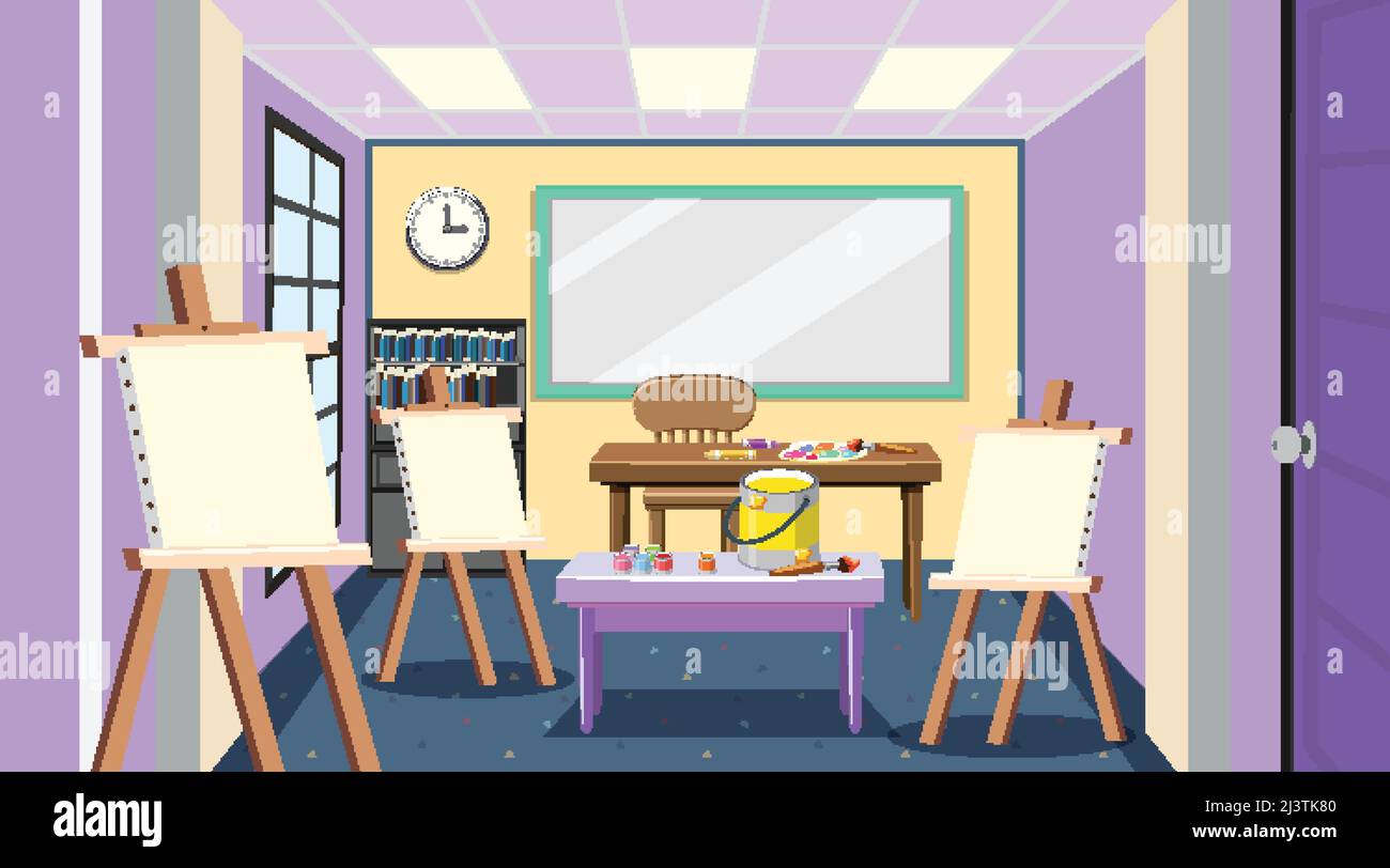 School art classroom interior concept illustration Stock Vector Image ...