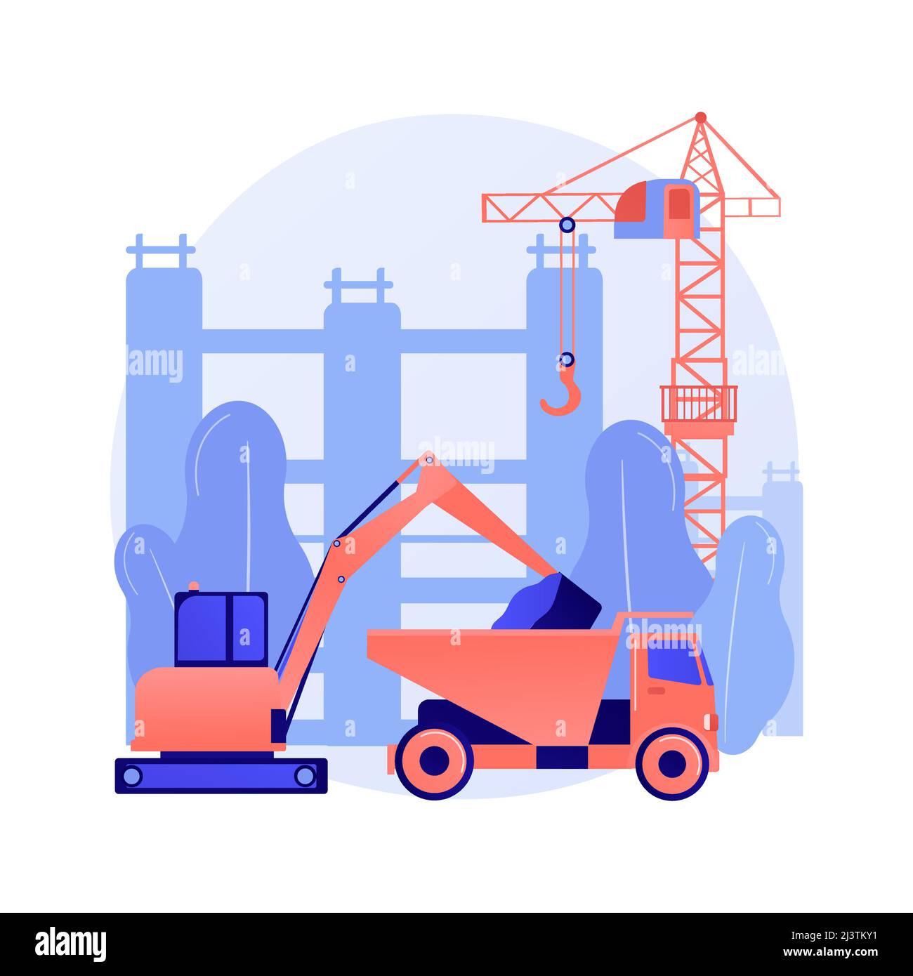 Modern construction machinery abstract concept vector illustration ...