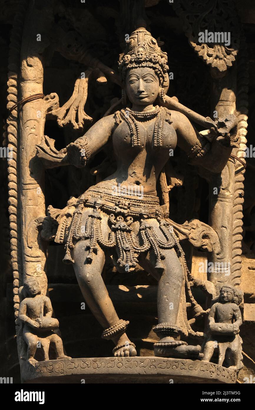 Stone Sculpture of Beautiful Female (Madanikas) with selective focus ...