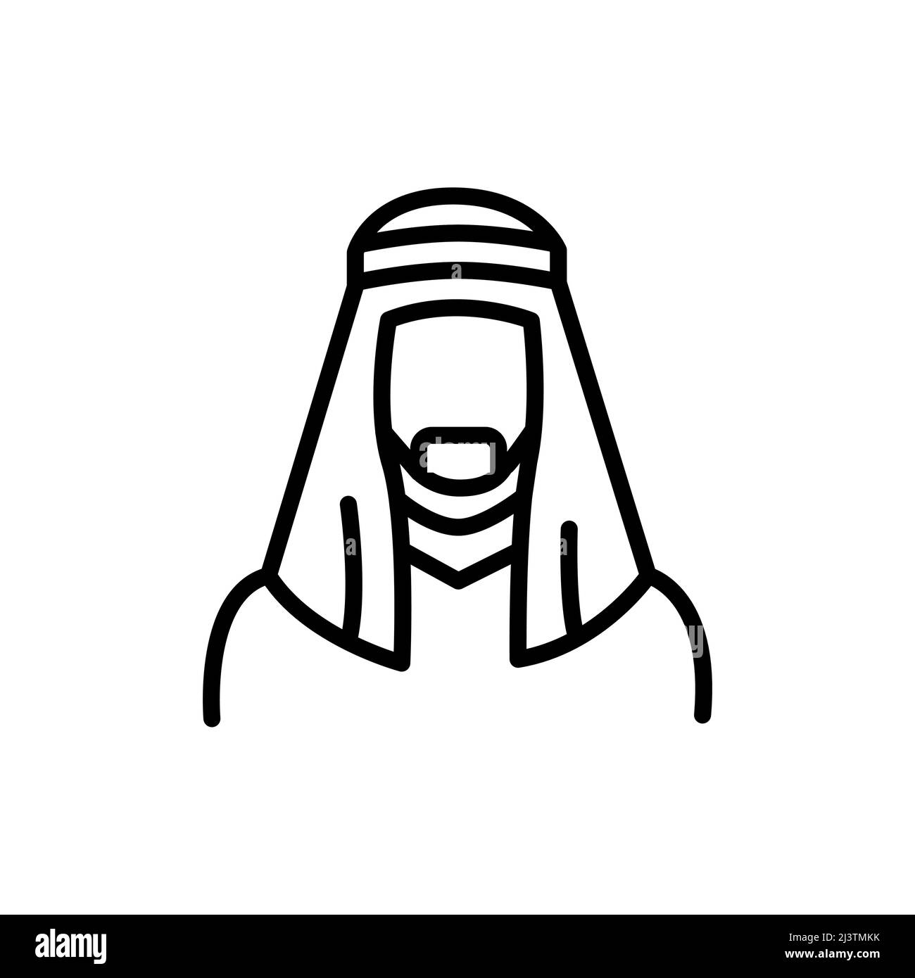 Arabic man traditional muslim keffiyeh line color icon. Isolated vector element. Outline ...