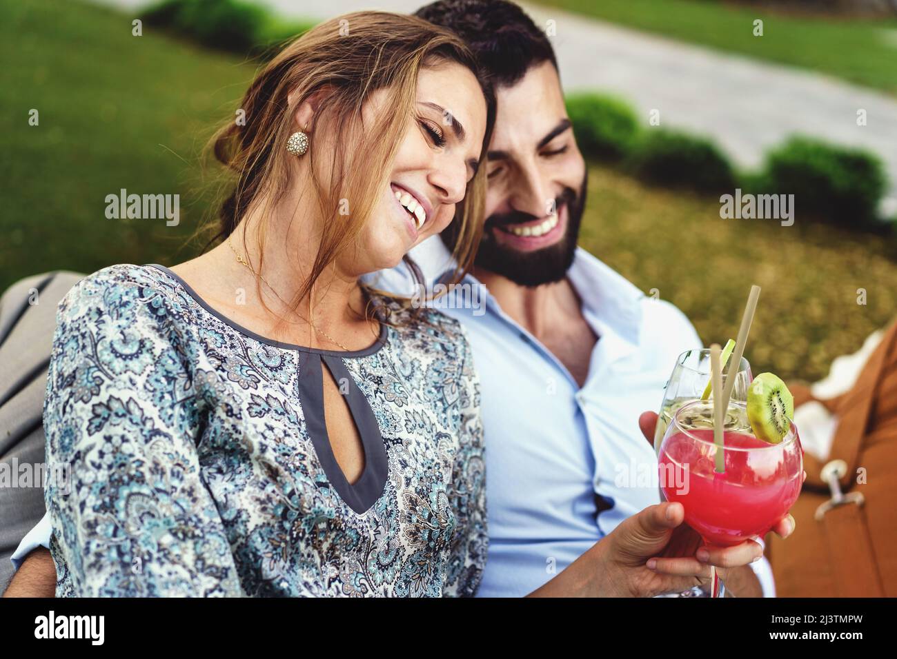 girlfriend and boyfriend sitting together skin to skin tenderly joining ...