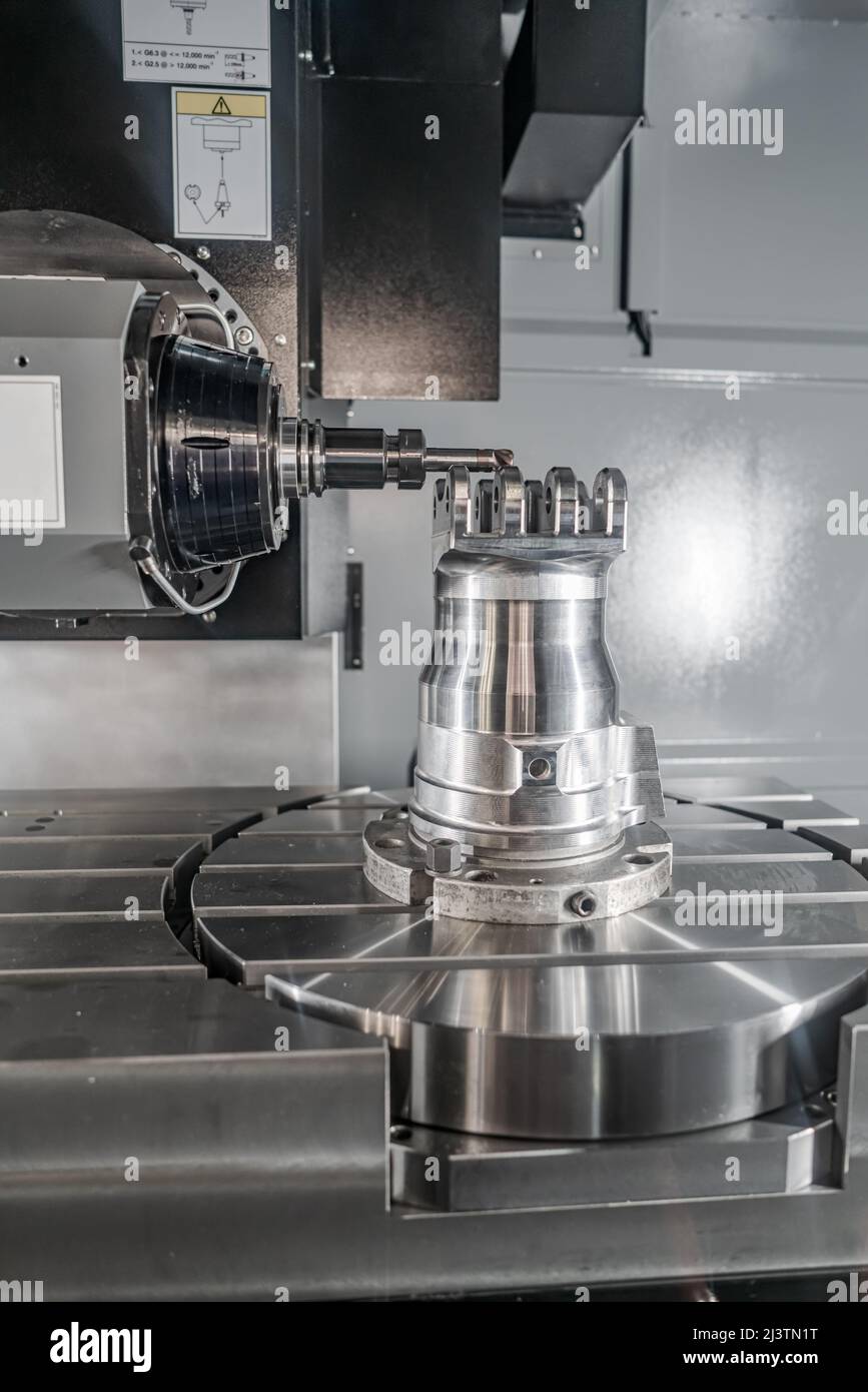 Metalworking CNC milling machine. Cutting metal modern processing ...