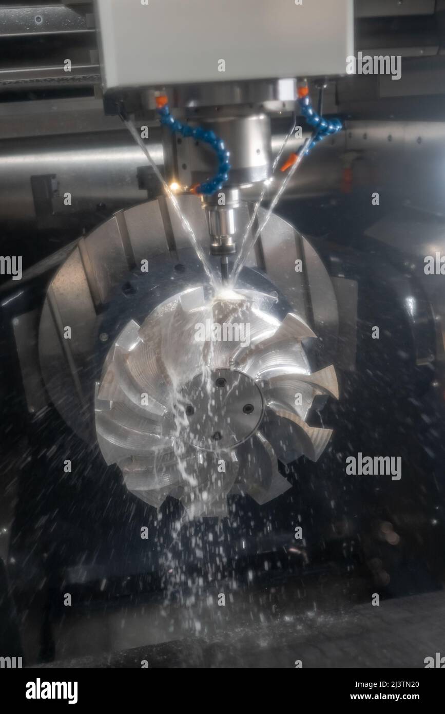 Metalworking CNC milling machine. Cutting metal modern processing ...