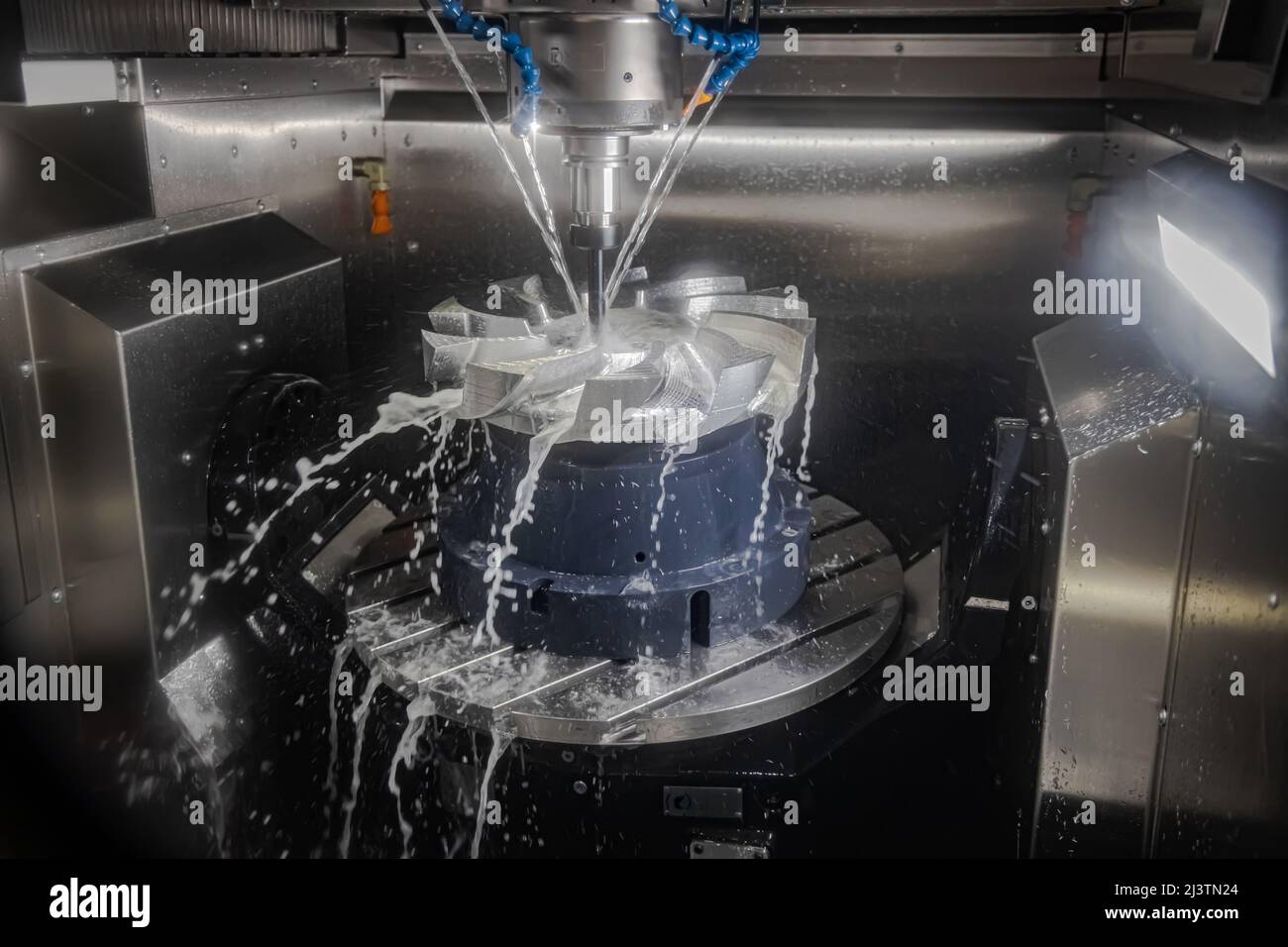 Metalworking CNC milling machine. Cutting metal modern processing ...