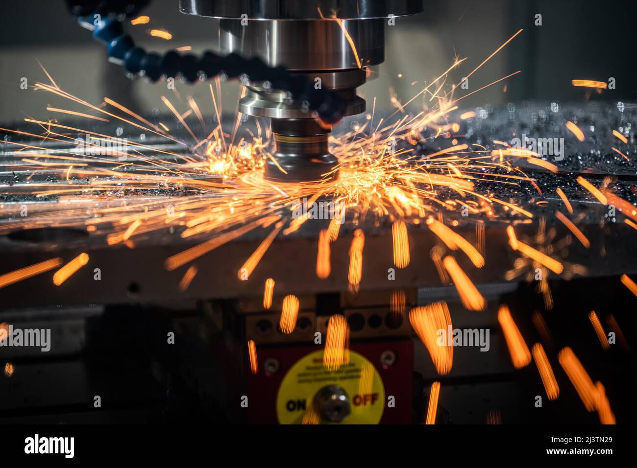 Metalworking CNC lathe milling machine. Cutting metal modern processing ...