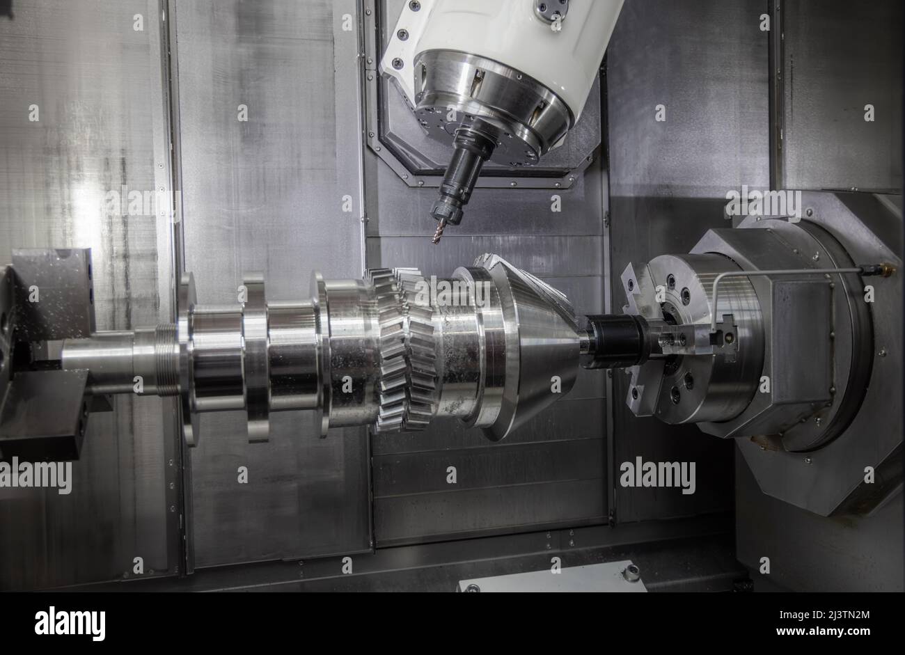 Metalworking CNC milling machine. Cutting metal modern processing ...