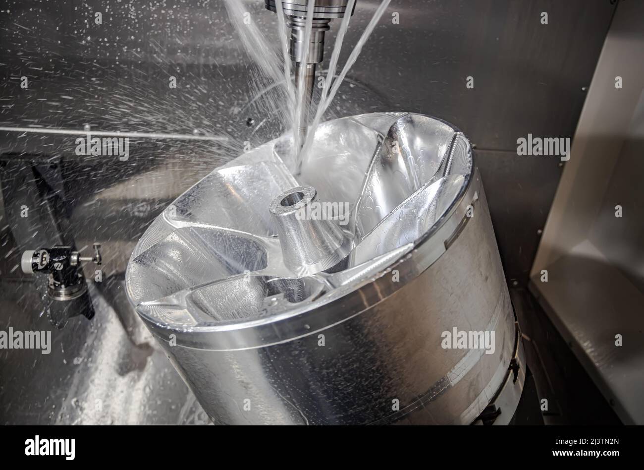 Metalworking CNC milling machine. Cutting metal modern processing ...