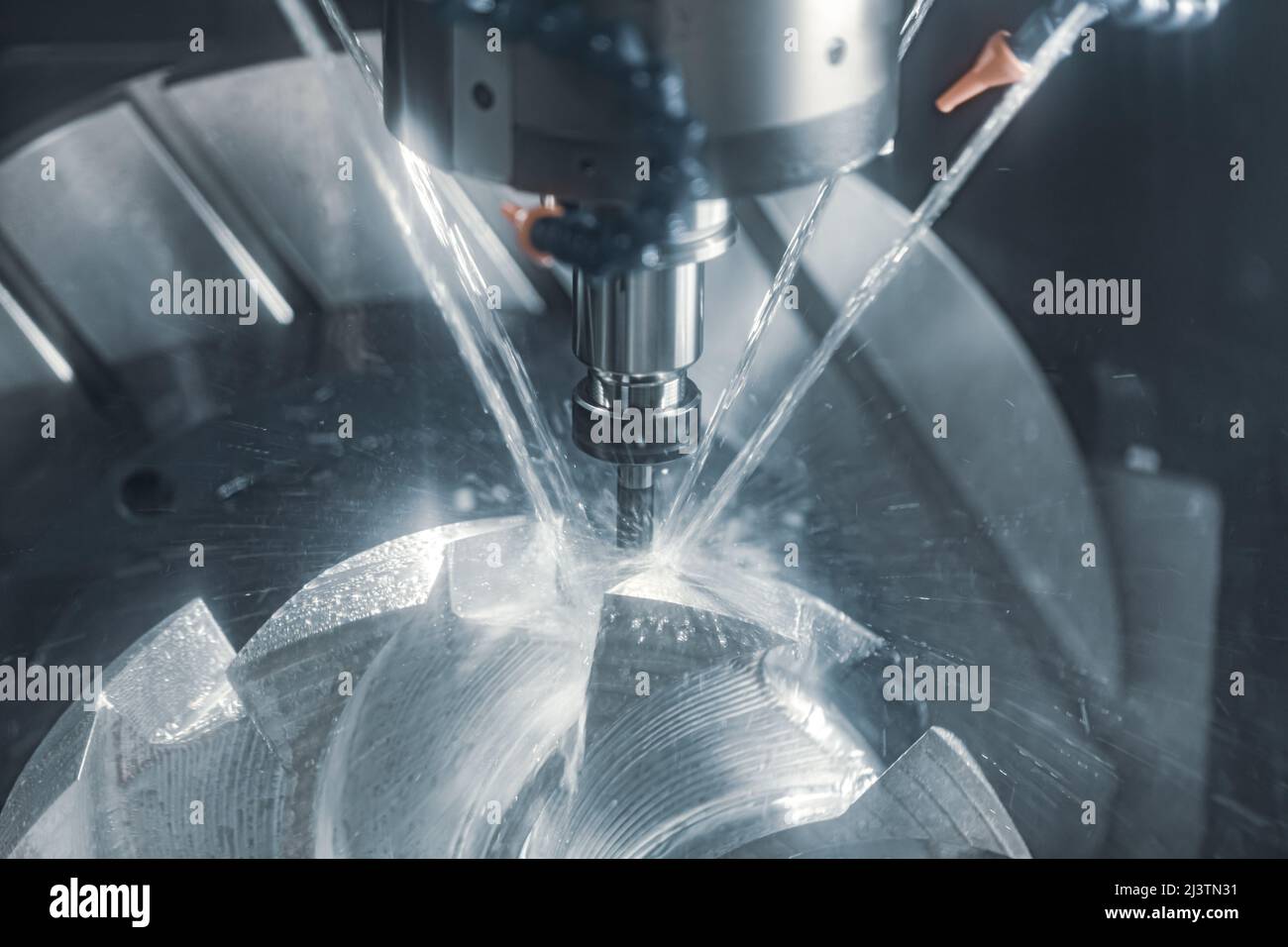 Metalworking CNC milling machine. Cutting metal modern processing ...