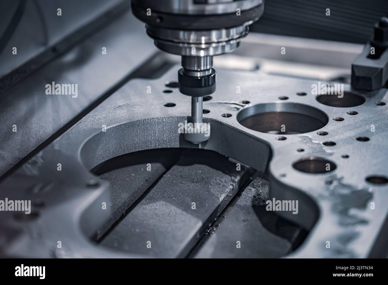 Metalworking CNC milling machine. Cutting metal modern processing ...