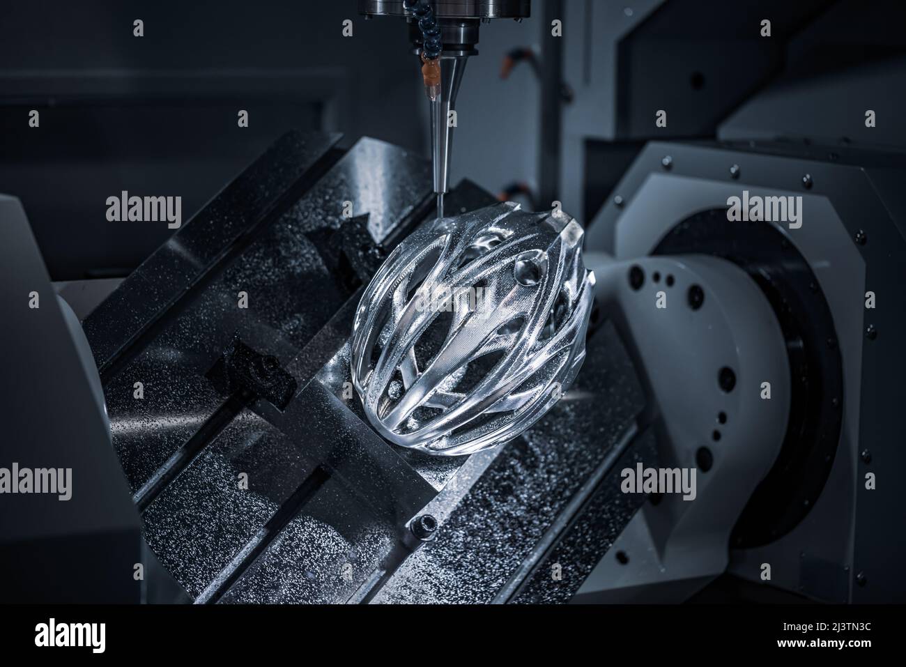 Metalworking CNC milling machine. Cutting metal modern processing ...