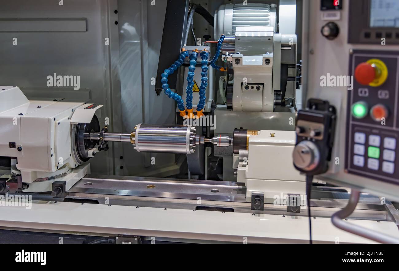 Metalworking CNC milling machine. Cutting metal modern processing ...