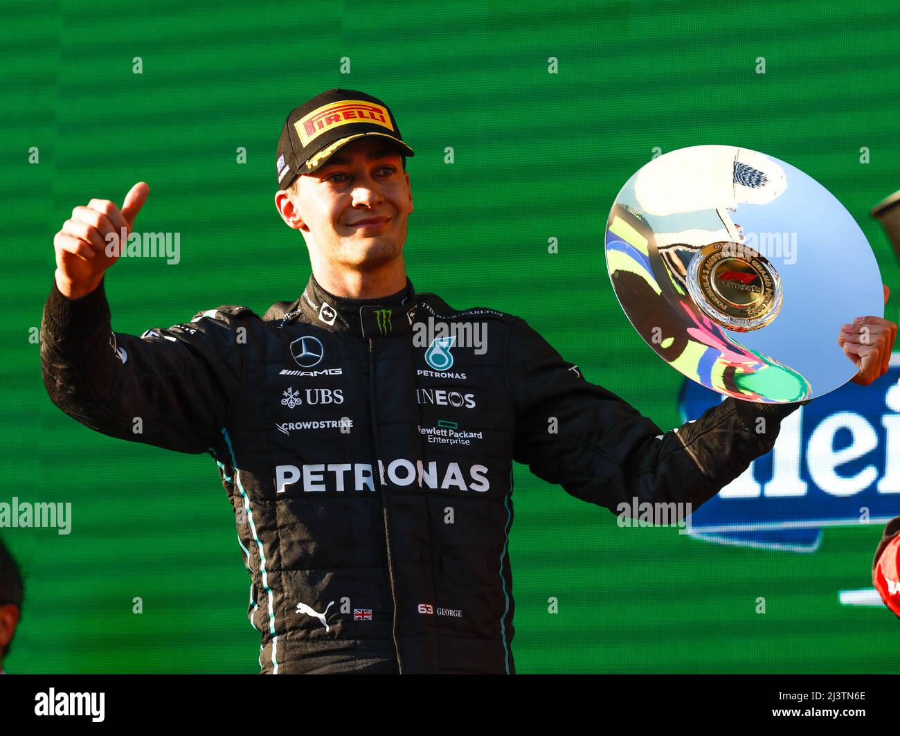 George russell podium hi-res stock photography and images - Alamy