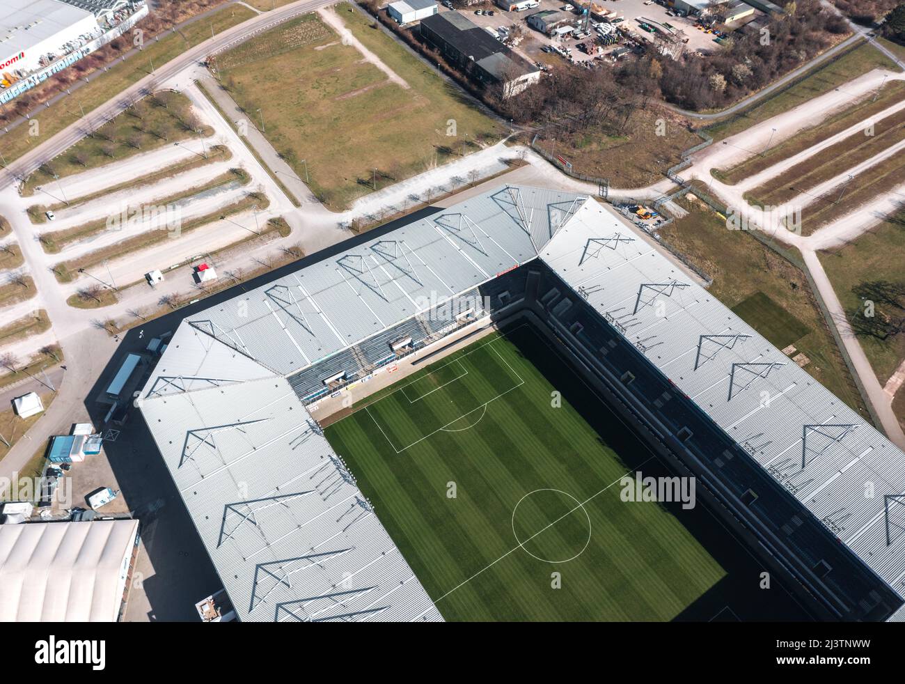 Magdeburg, Germany - March 2022: Aerial view on MDCC-Arena, home ...