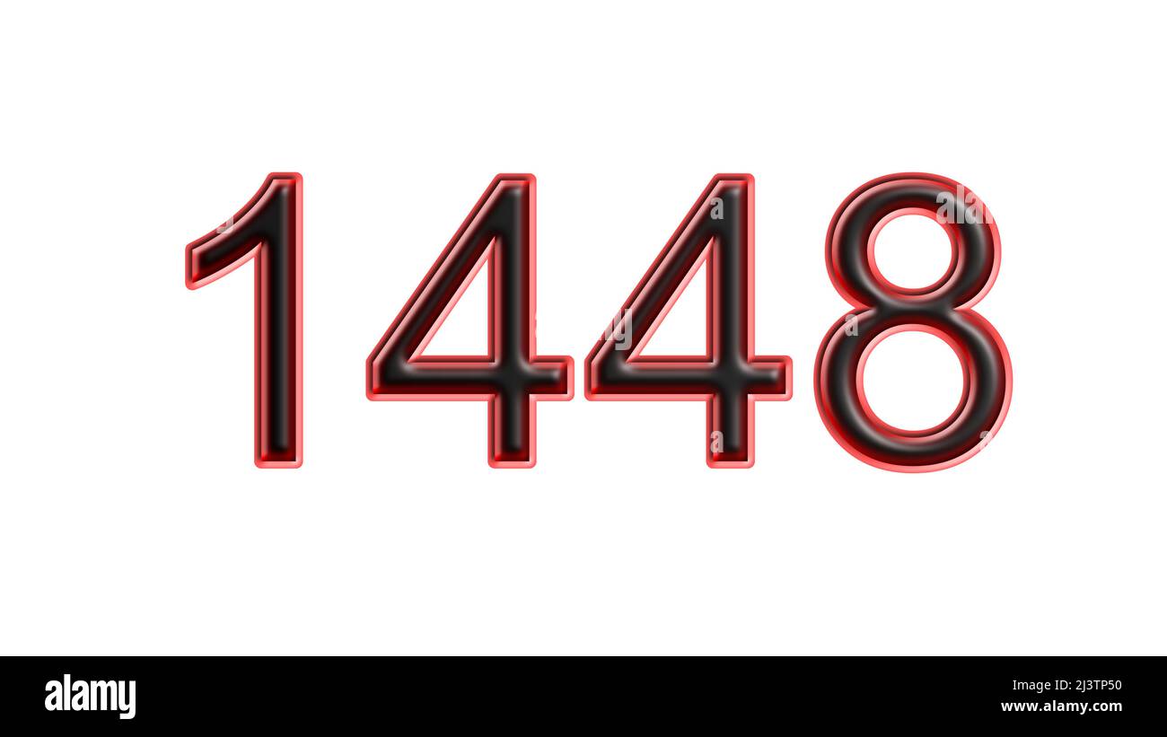 red 1448 number 3d effect white background Stock Photo - Alamy