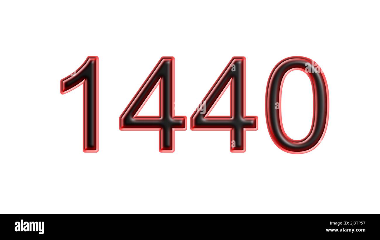red 1440 number 3d effect white background Stock Photo - Alamy