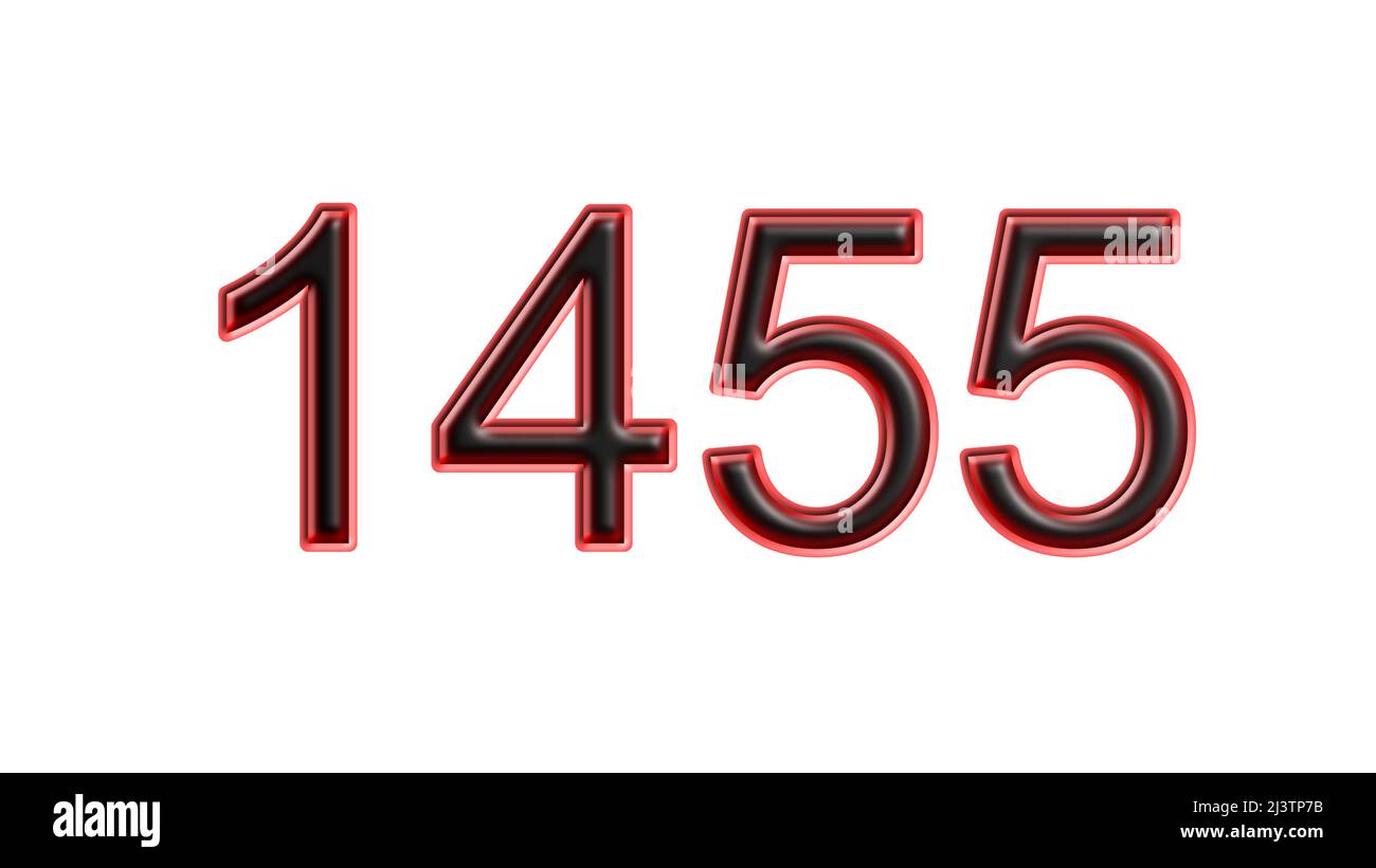 red 1455 number 3d effect white background Stock Photo - Alamy