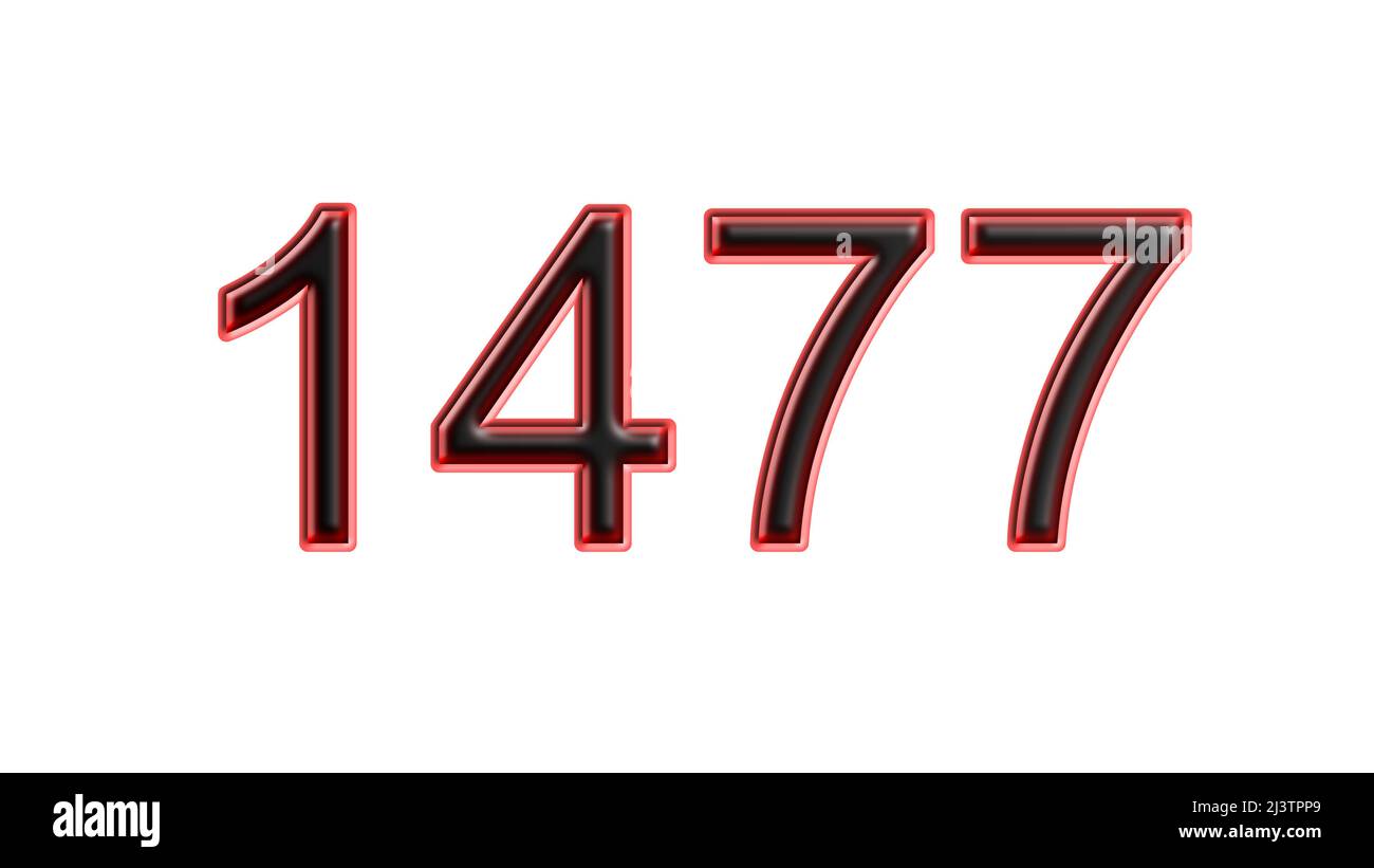 red 1477 number 3d effect white background Stock Photo - Alamy