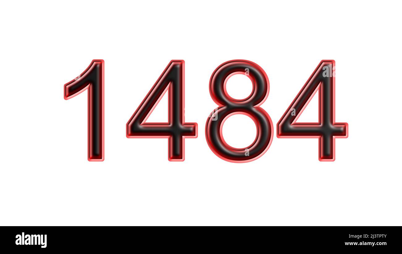 red 1484 number 3d effect white background Stock Photo - Alamy