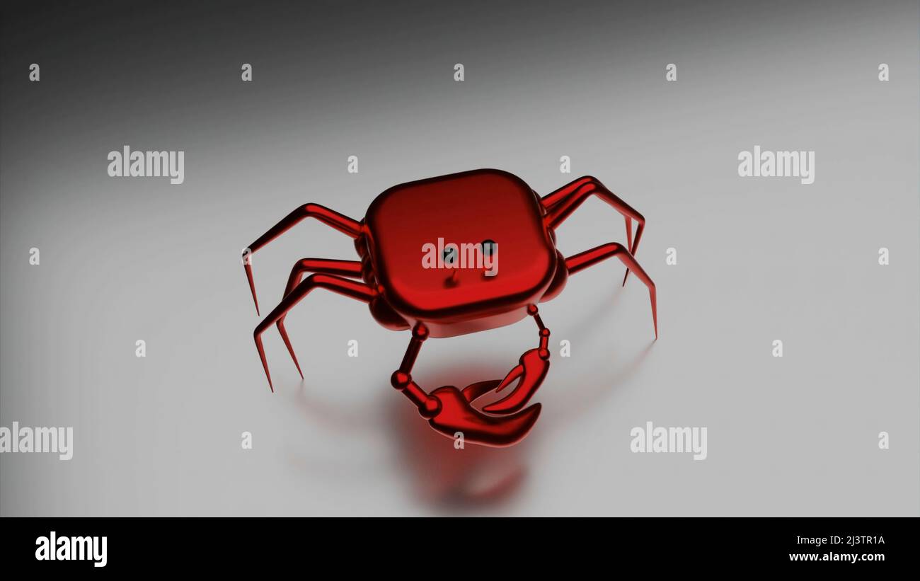Moving 3d crab. Design. 3D model of moving colored crab on isolated ...