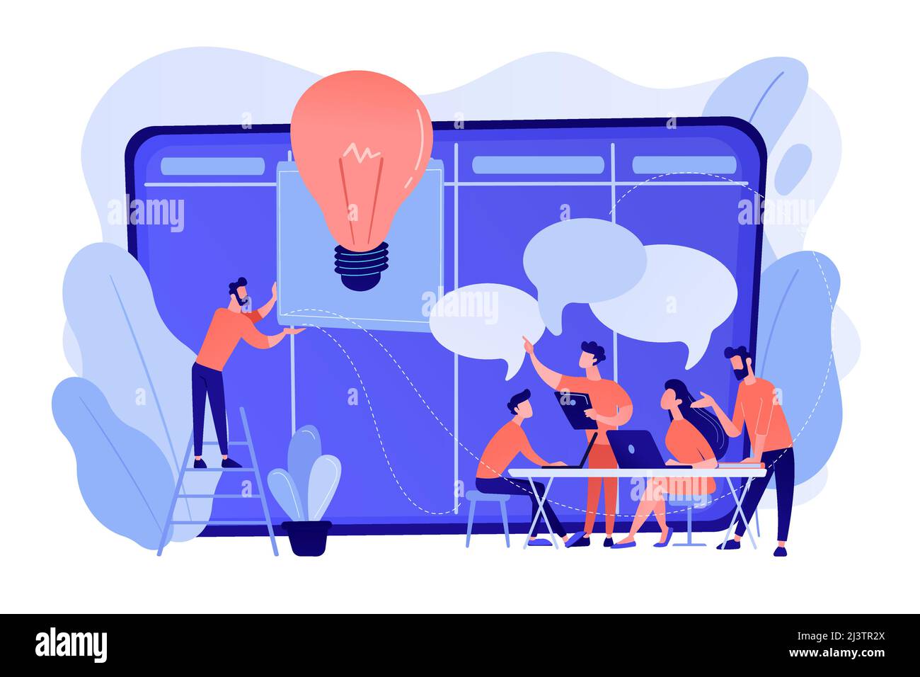 Managers at workshop training manager skills and brainstorming at board ...