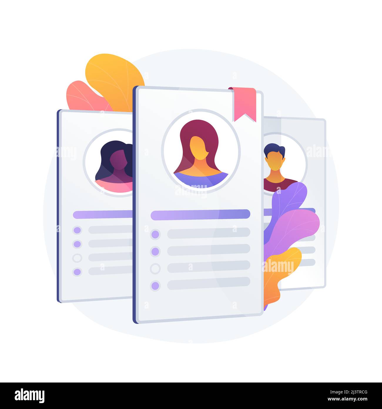 Employees CV, candidates resume. Corporate workers, students ID isolate ...