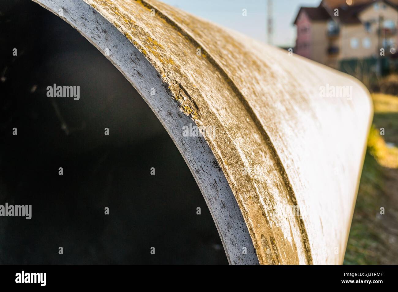 Prepared concrete pipes for sewer system installation Stock Photo - Alamy