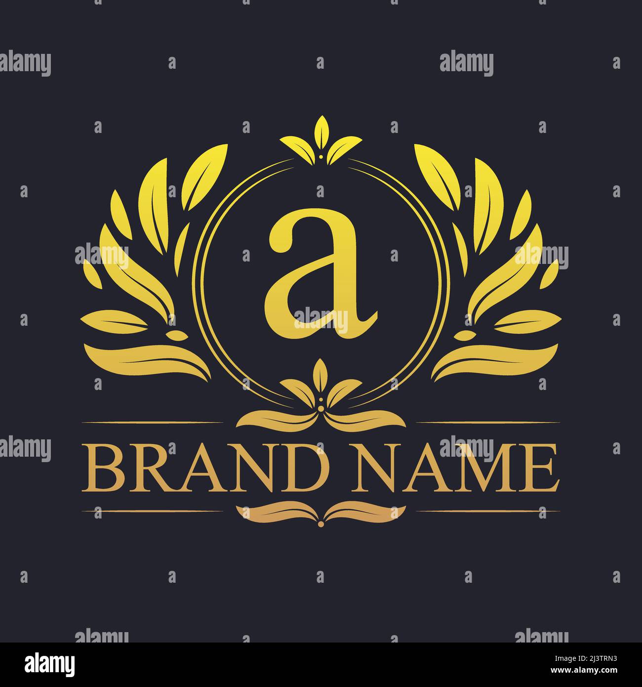 Golden ornamental alphabet A letter logo design. Luxurious golden ...