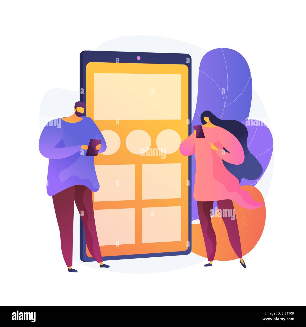 Online chatting app. Cartoon characters communicating on Internet ...