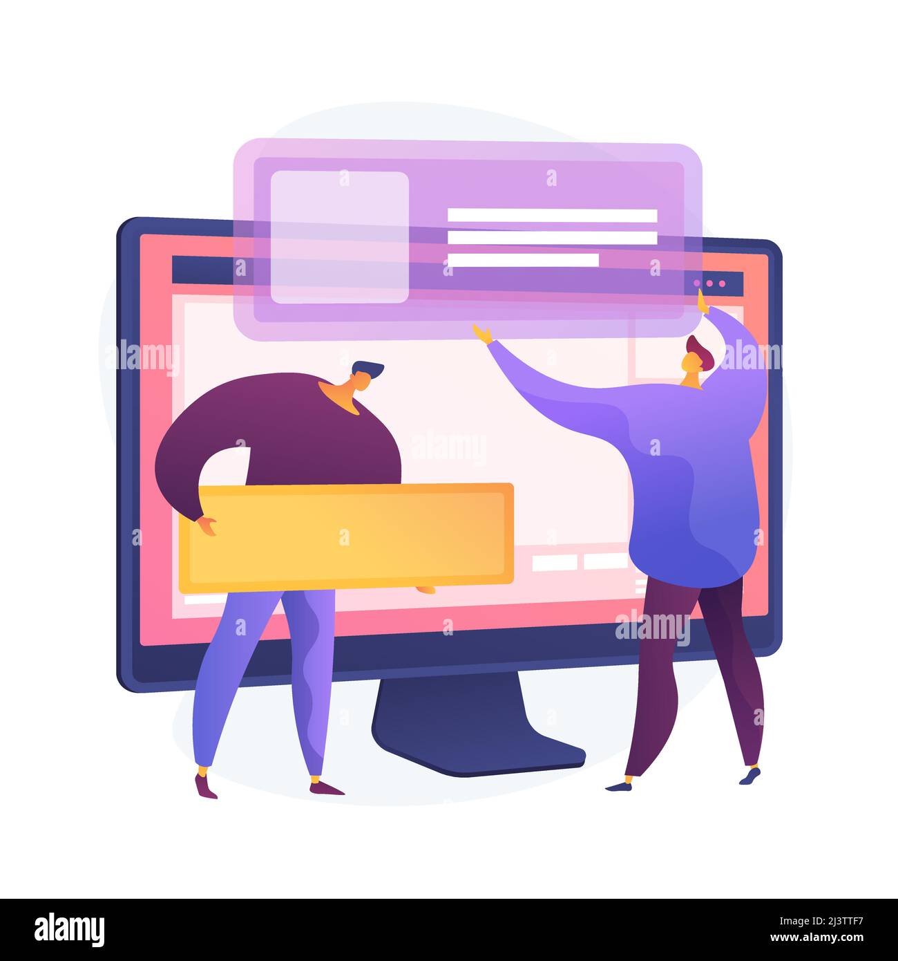 Website interface development planning. Devops team flat characters ...