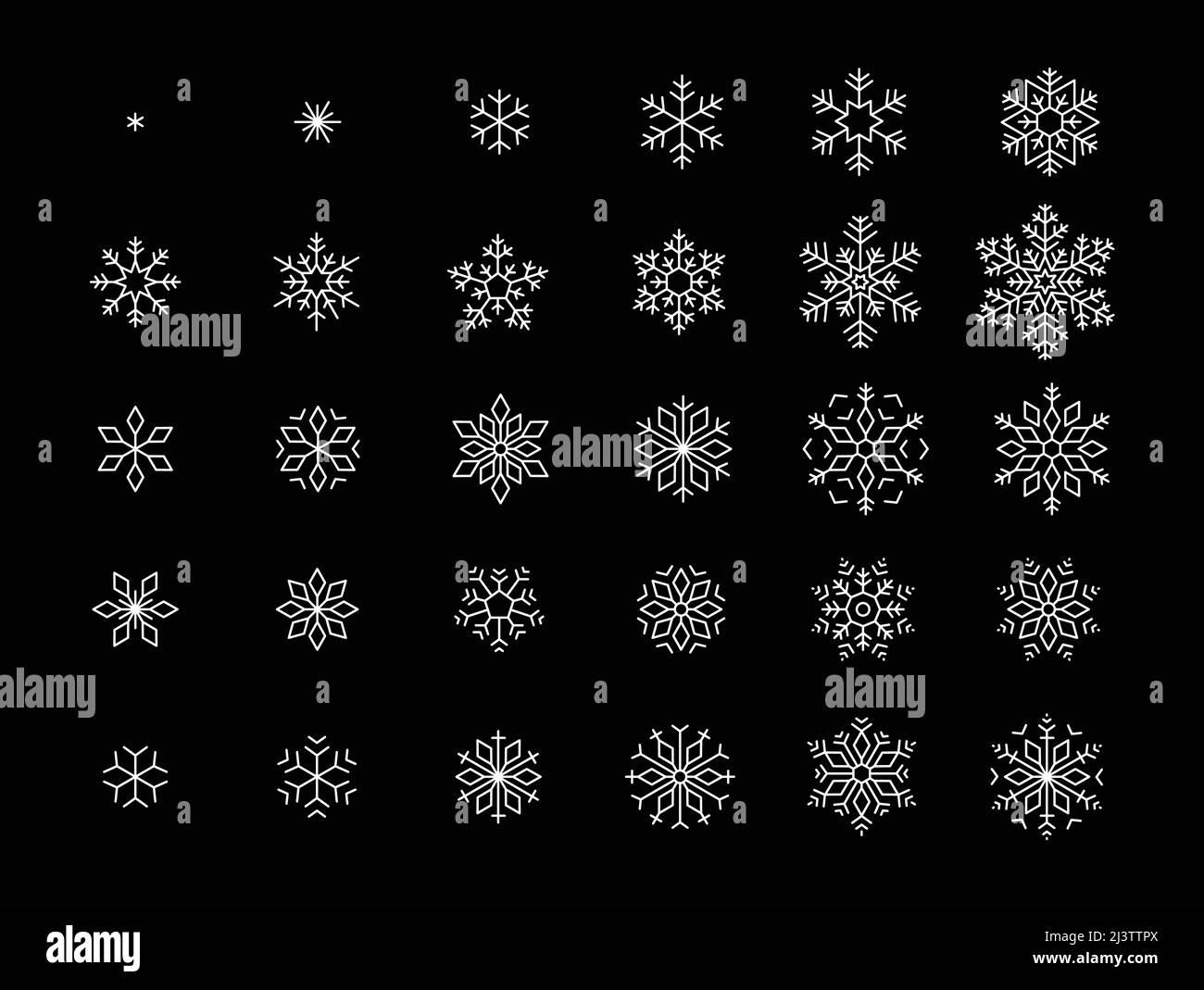 Snowflake icons, from small to big Stock Vector Image & Art - Alamy