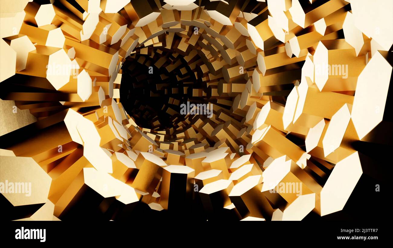 Yellow tunnel leading from the inside.Design. A tunnel lined with ...