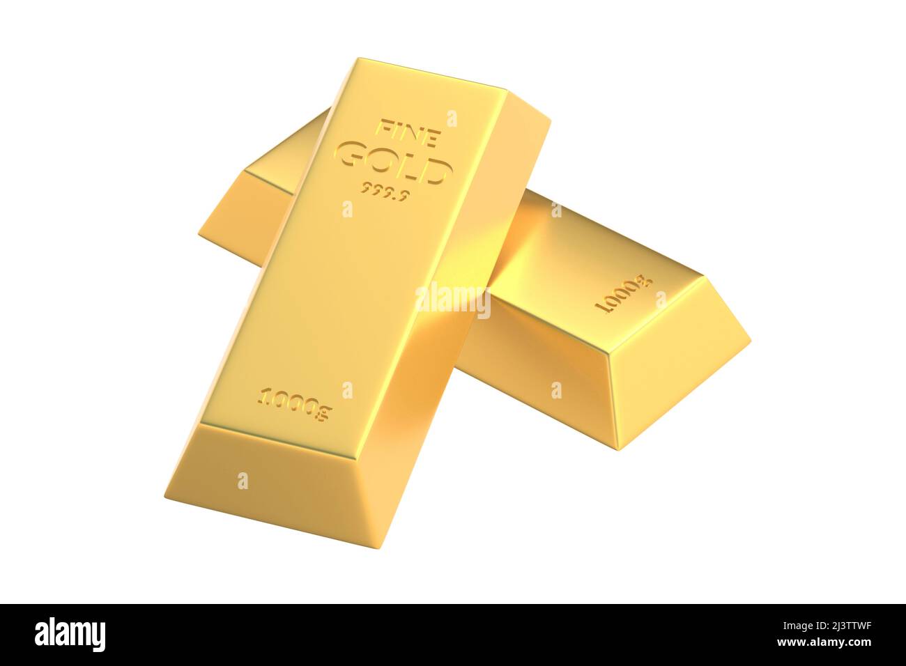 Gold bars isolated on white background. 3d render Stock Photo - Alamy