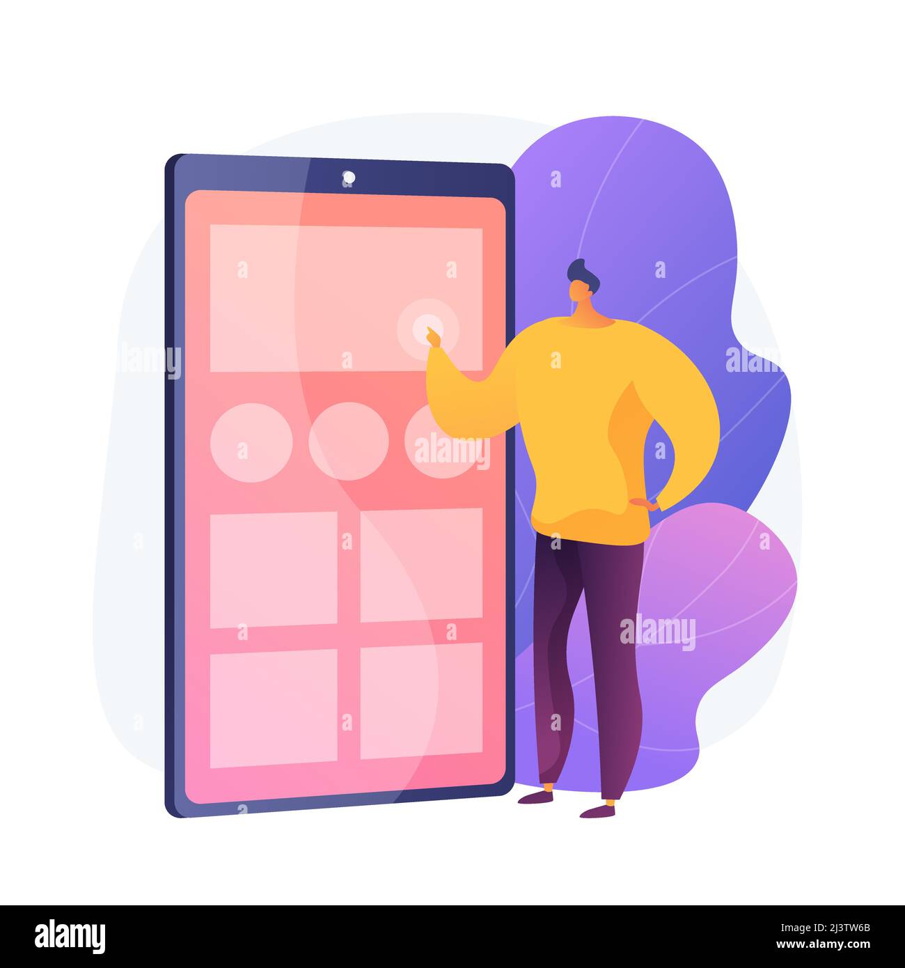 Application testing. UX designer, smartphone interface, portable ...