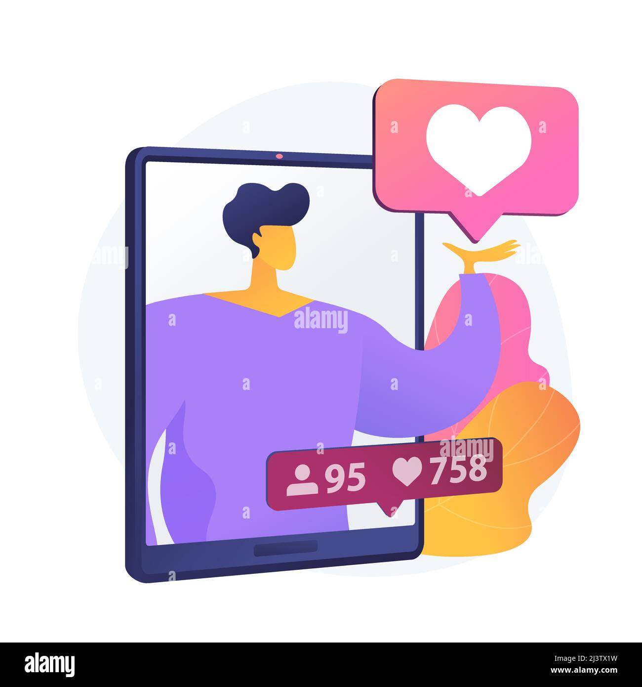 Social network profile. Famous blogger, influencer cartoon color ...