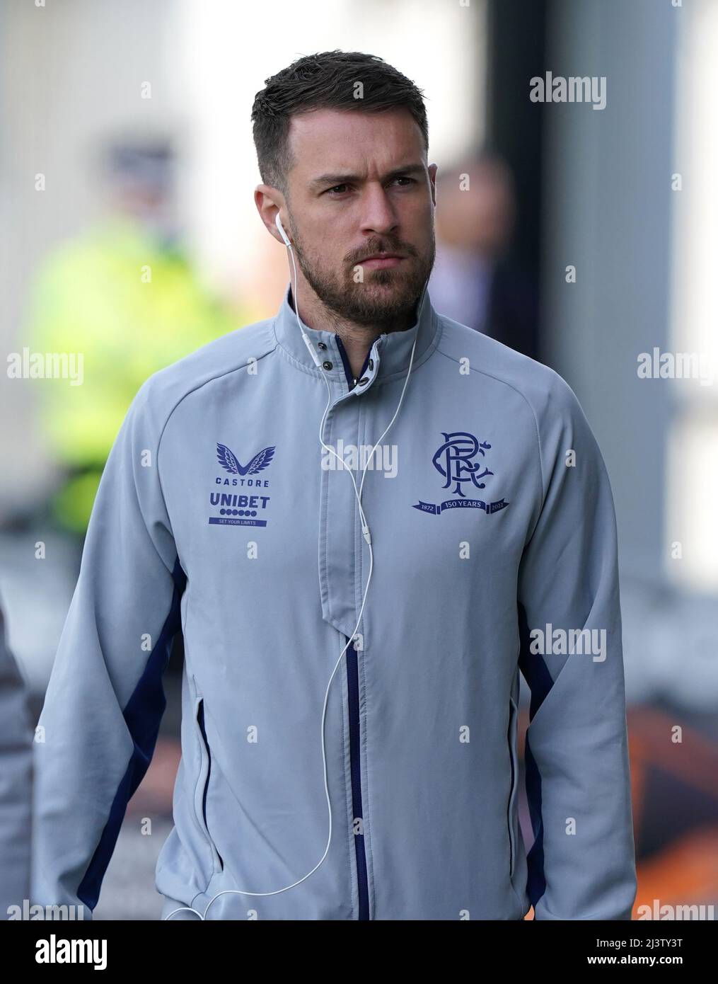 Rangers' Aaron Ramsey arrives for the cinch Premiership match at The ...