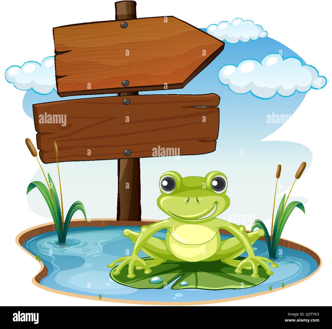 Sign board with frog on white background illustration Stock Vector ...