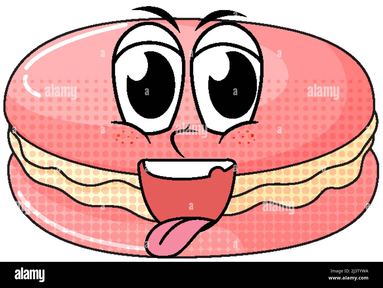 Pink macaron with happy face illustration Stock Vector Image & Art - Alamy