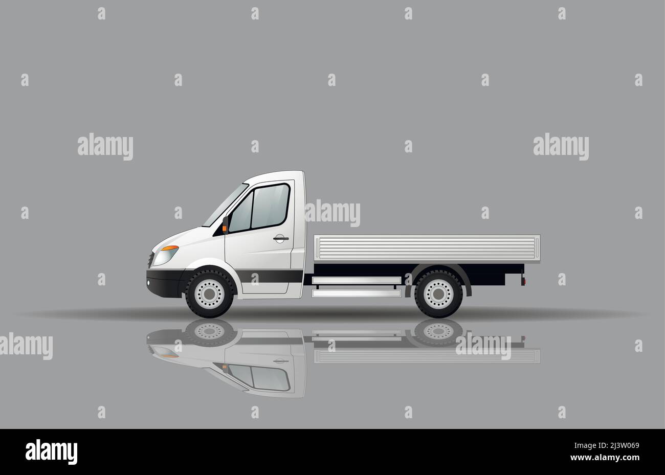 White cargo subcompact car with a loading platform, side view. Cargo ...
