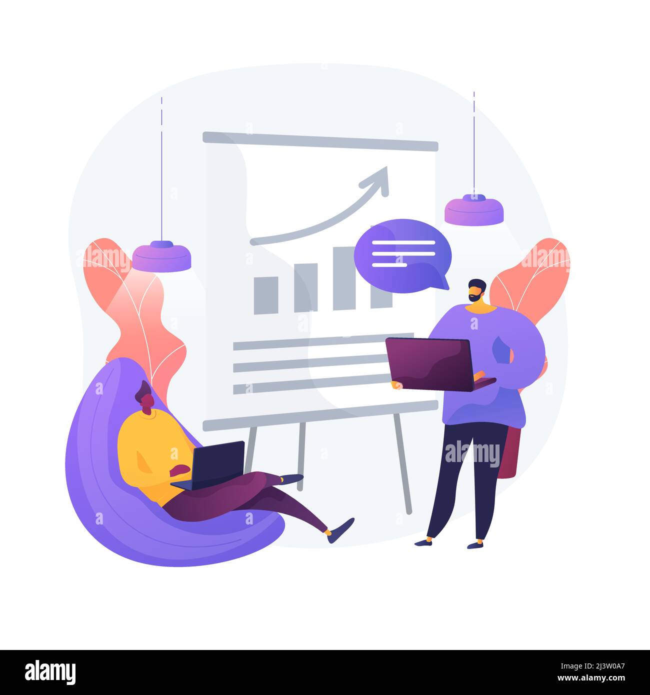 Business financial report. Entrepreneurs cartoon characters writing ...