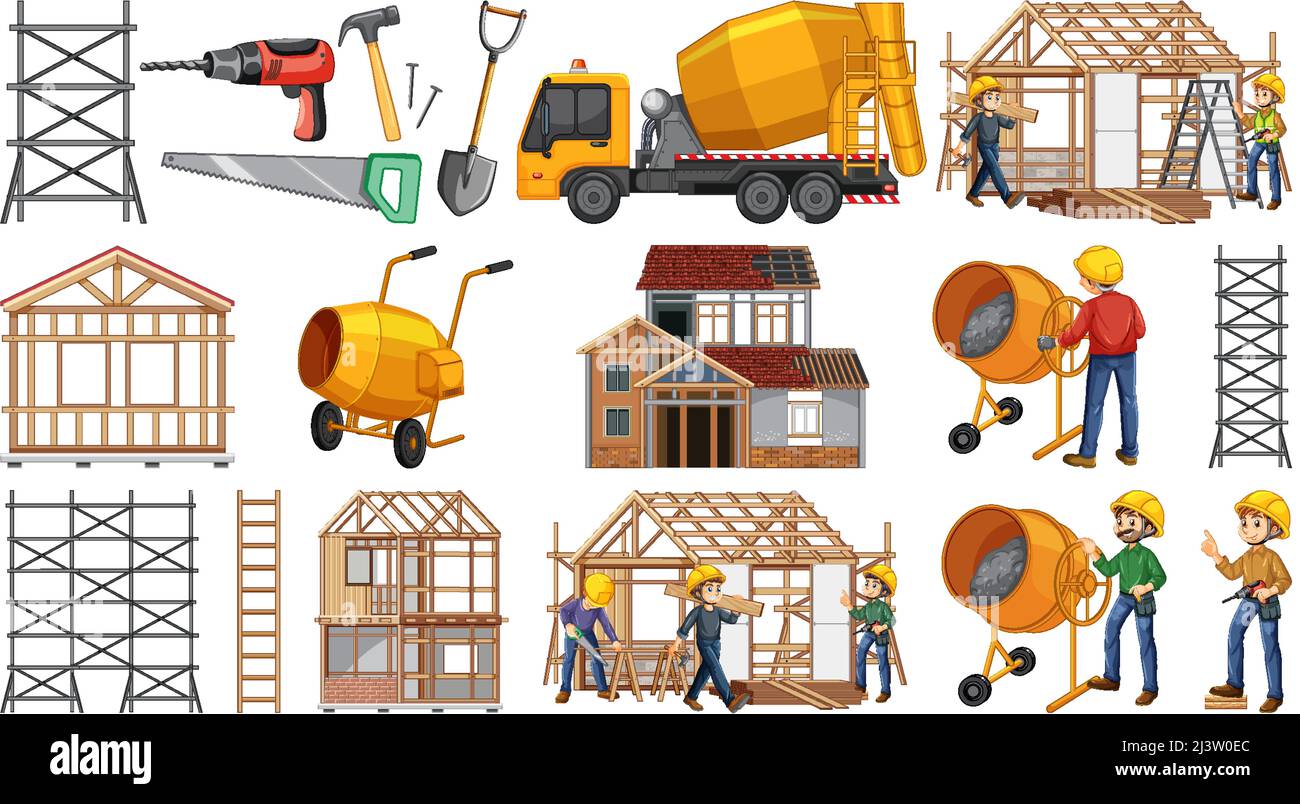 Set of construction site objects illustration Stock Vector Image & Art ...
