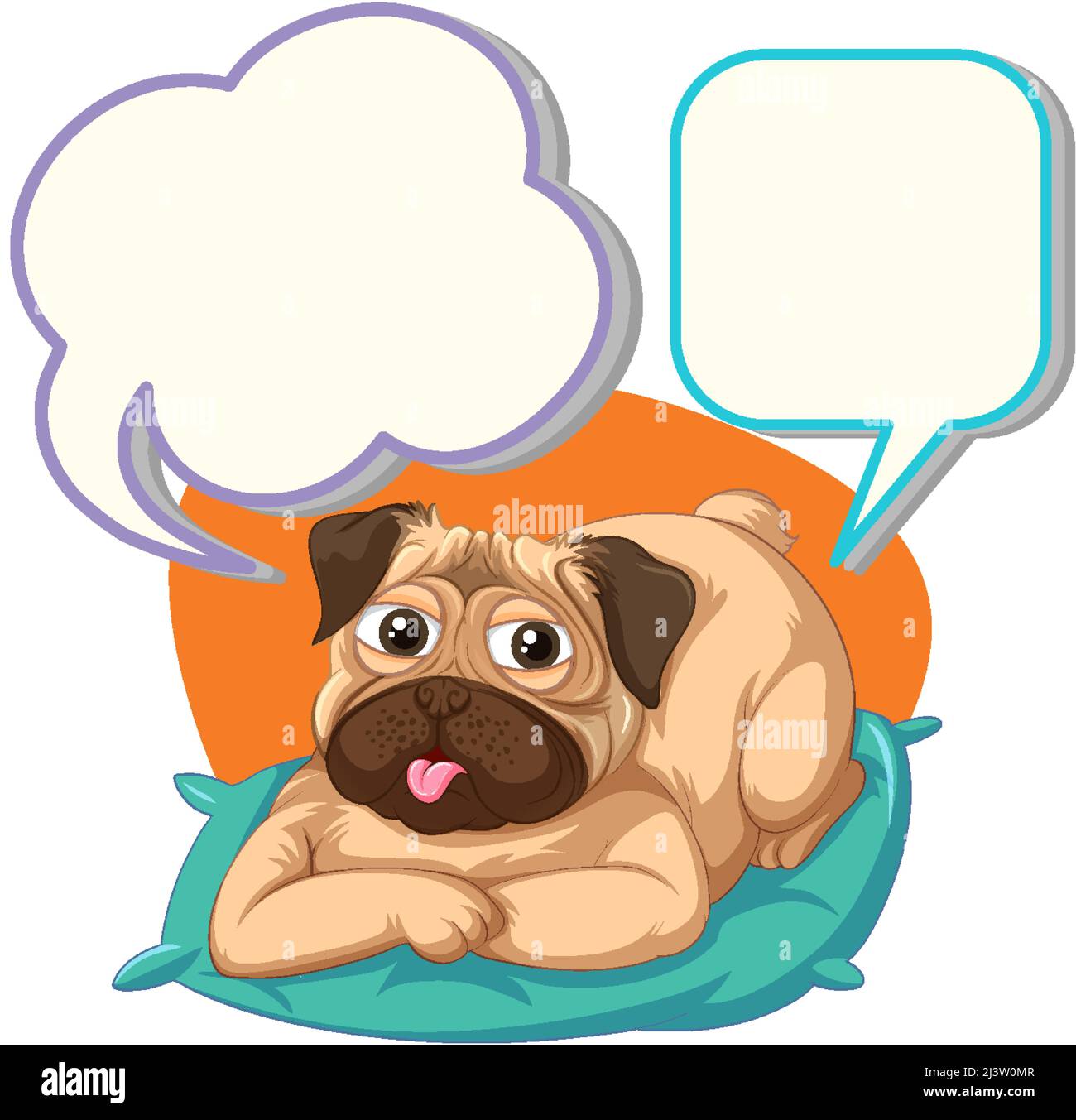 Speech bubble design with dog on cushion illustration Stock Vector ...