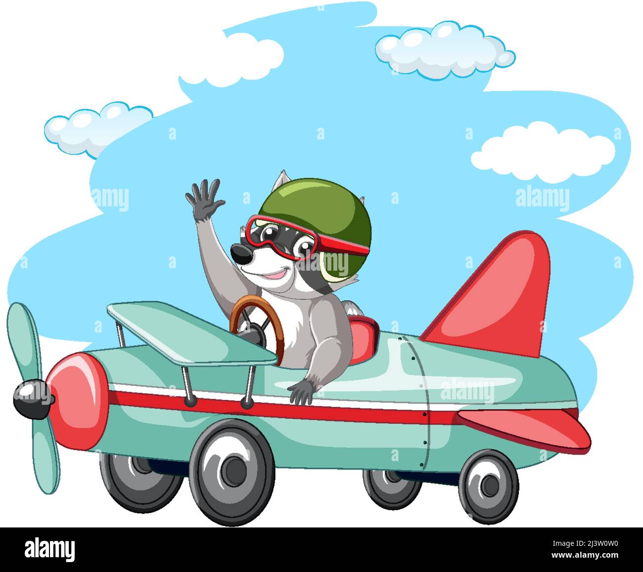 Cute raccoon flying airplane illustration Stock Vector Image & Art - Alamy