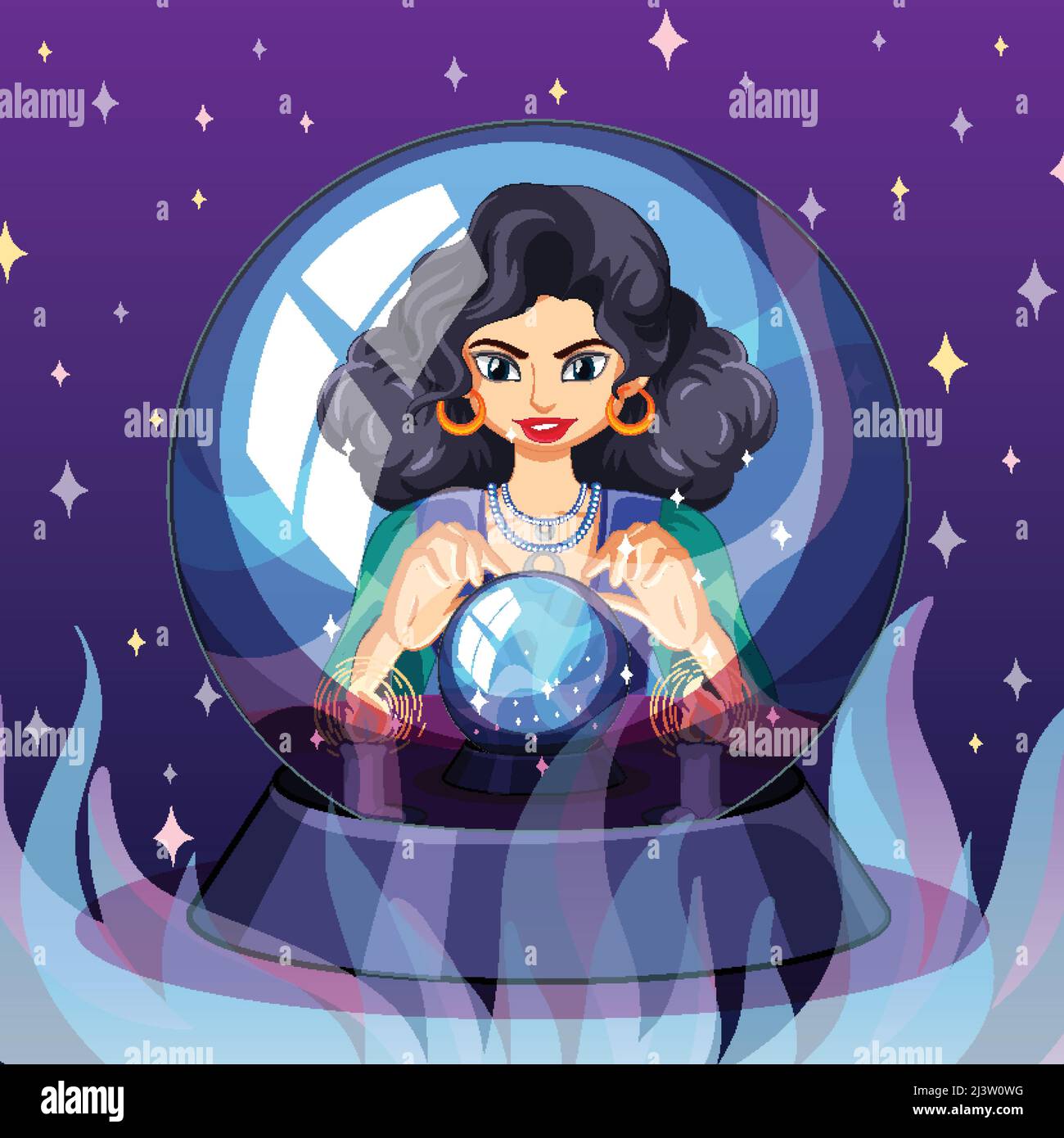 Fortune teller with crystal ball illustration Stock Vector Image & Art ...