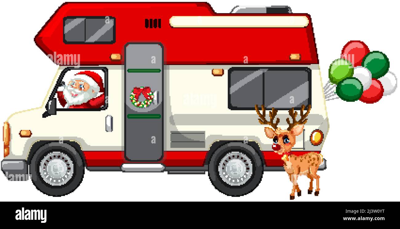 Santa driving van to delivery Christmas gifts illustration Stock Vector ...