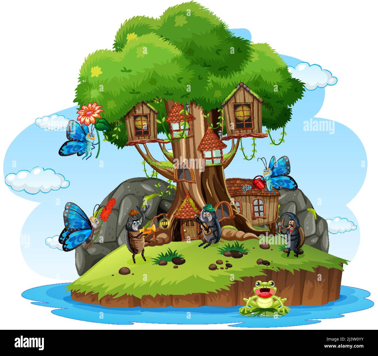 Cartoon insect and beetle in the forest illustration Stock Vector Image ...